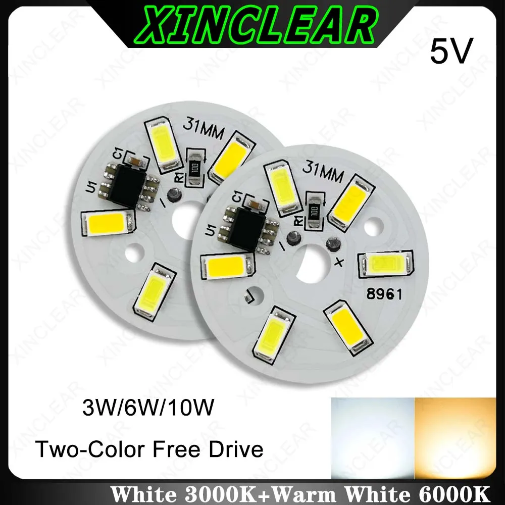 10pcs-LED-Light-Board-3W-6W-10W-Warm-White-5V-Two-Color-SMD-2835-5730 ...