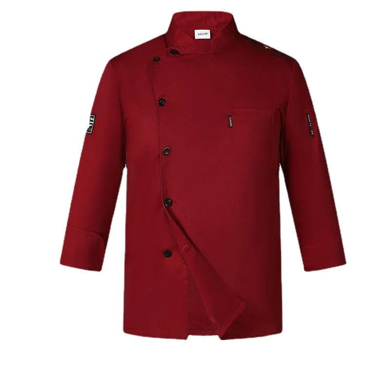 Men-Red-Chef-Restaurant-Jacket-Unisex-Long-sleeved-Chef-Jacket-Women ...