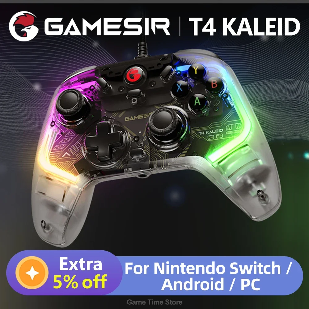 GameSir-mando-con-cable-transparente-T4-Kaleid-con-efecto-Hall-para-PC ...