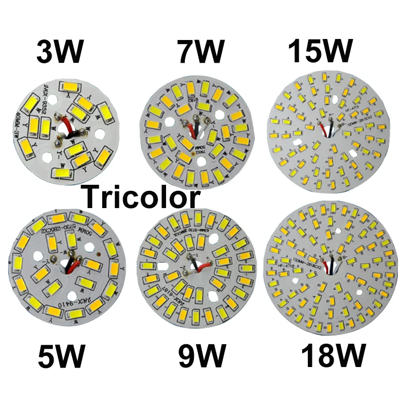 Placa de bulbo LED de cor dupla SMD, 5730, 3W, 5W, 7W, 9W, 12W, 15W ...