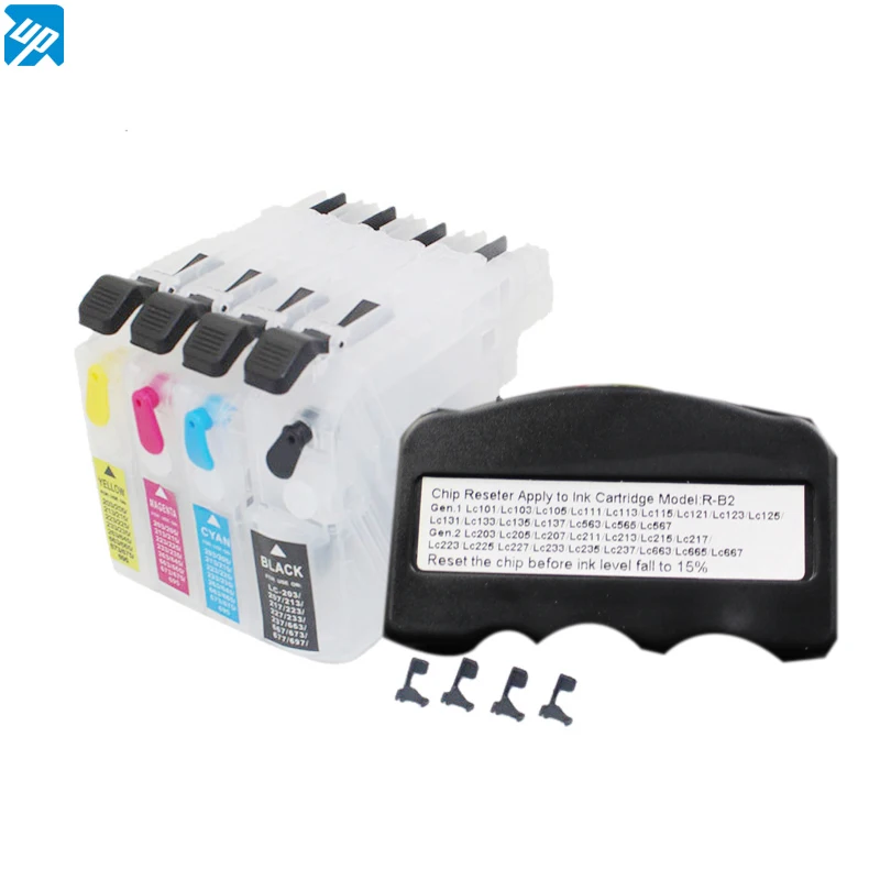 chip resetter + refillable ink cartridge for brother LC203 LC213 LC223 ...