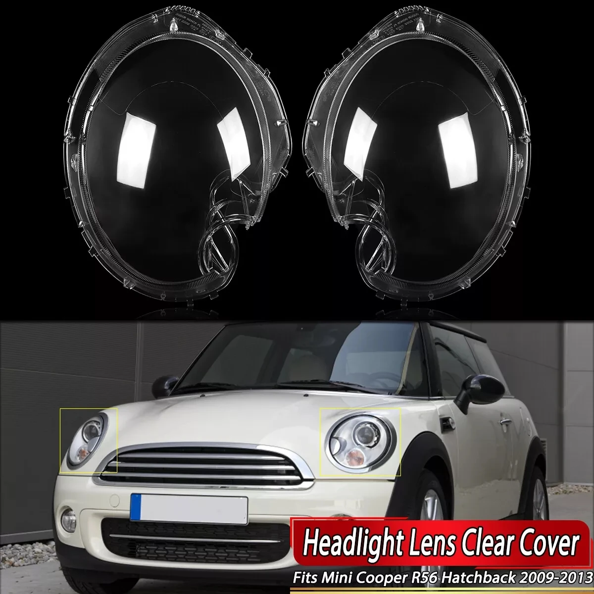 Left-Right-Headlight-Cover-For-Mini-R56-Cooper-2007-2013-Headlamp-Lens ...