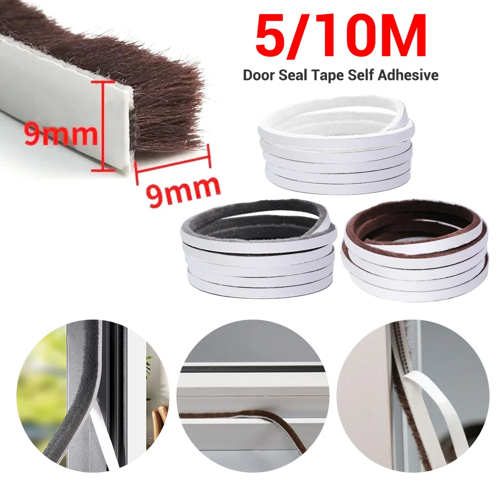 10M-Self-Adhesive-Brush-Strip-Door-Window-Sealing-Strip-Tape-Waterproof ...