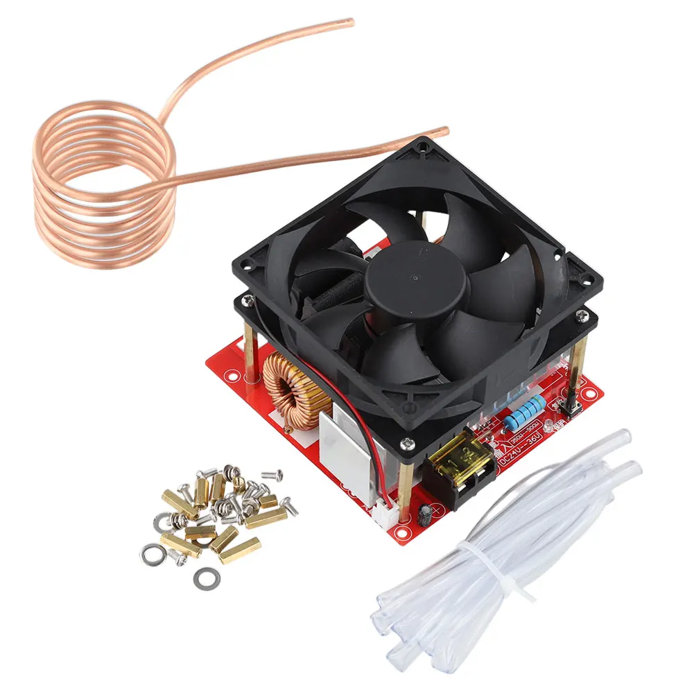 1000W ZVS DIY Black Red Heater Ignition Induction Heating Plate Board Kit with Copper Tube DC 24 ...