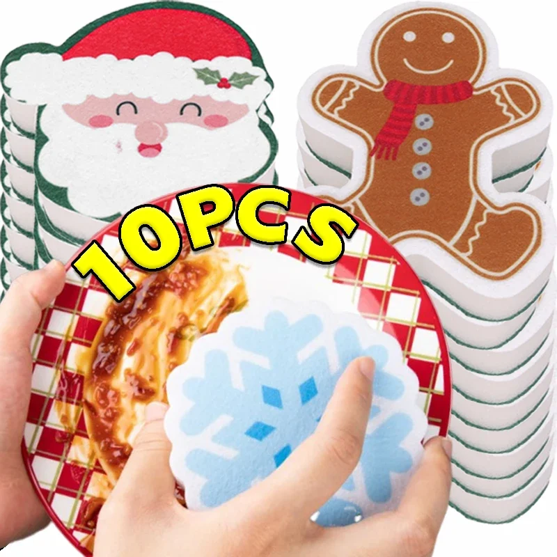 10-1PCS-Christmas-Cleaning-Sponge-Rubs-Santa-Snowman-Xmas-Tree-Shape ...