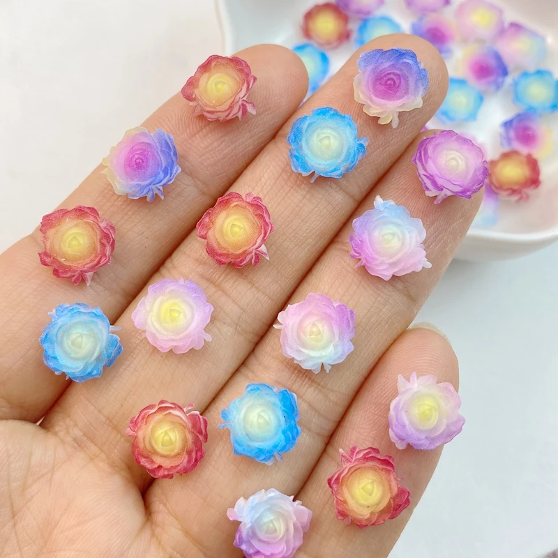 50Pcs New Cute Resin Mini Colorful Flowers Flatback Free Shipping ...