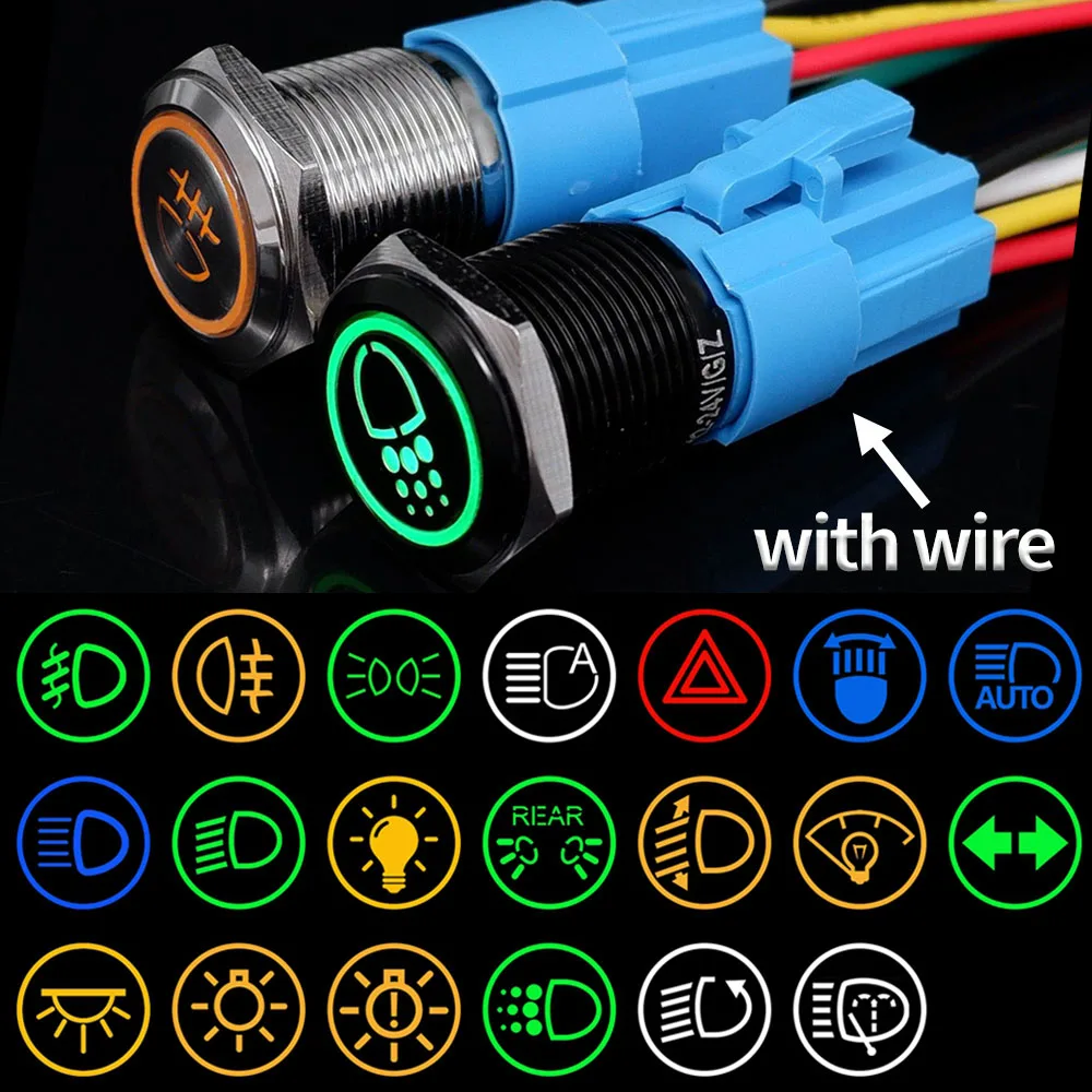 16-19-22mm-Custom-Metal-Push-Button-Switch-Start-Stop-LED-Light-For-Car ...