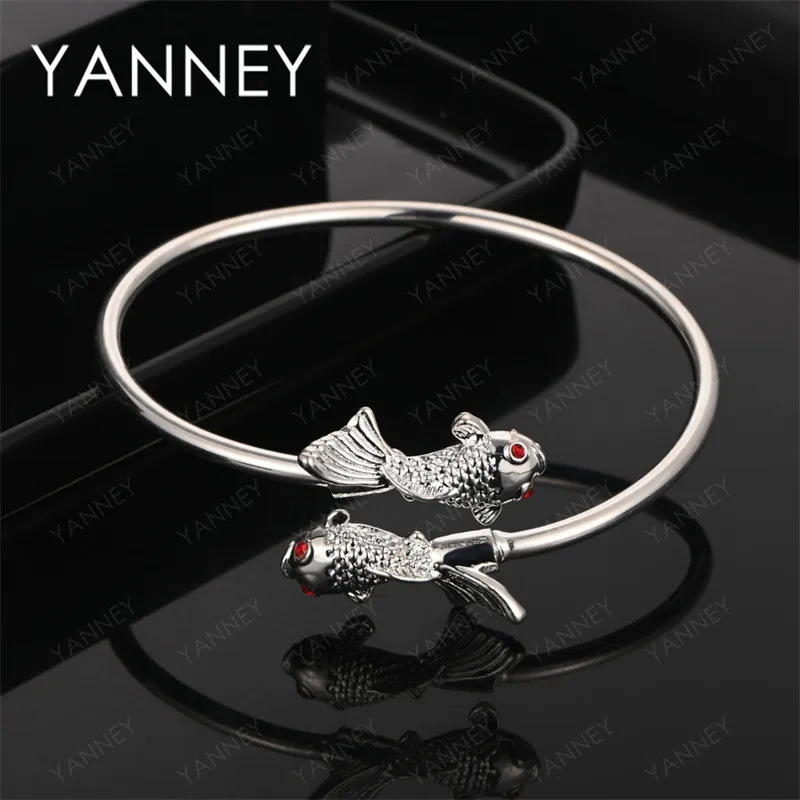 925 Sterling Silver Simple Fish Bracelet Women Gift Wedding Jewelry ...