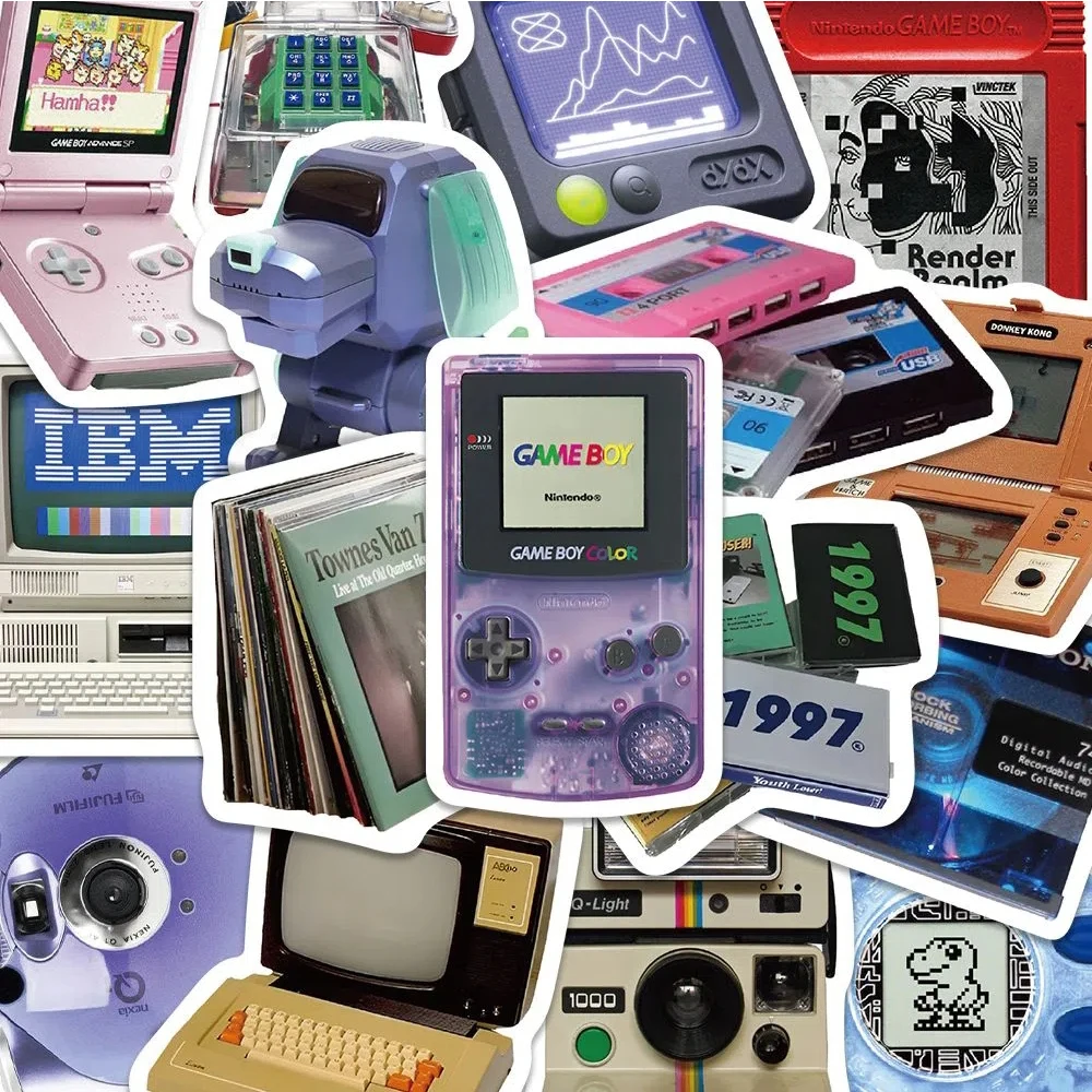 10-30-50pcs-Vintage-Computer-Game-Console-Light-Disk-Stickers-Retro ...