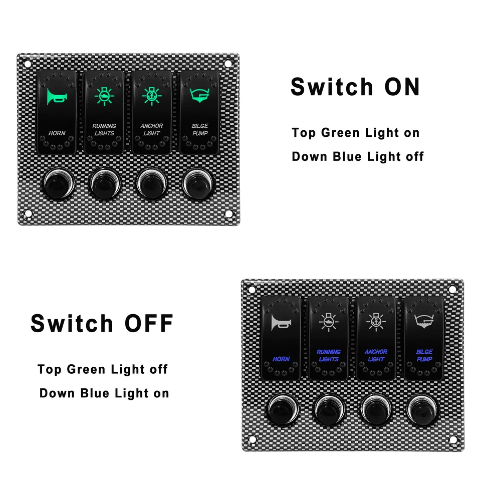 Boat Running Light Switch Dual White Lens Led Light Backlit Car Boat