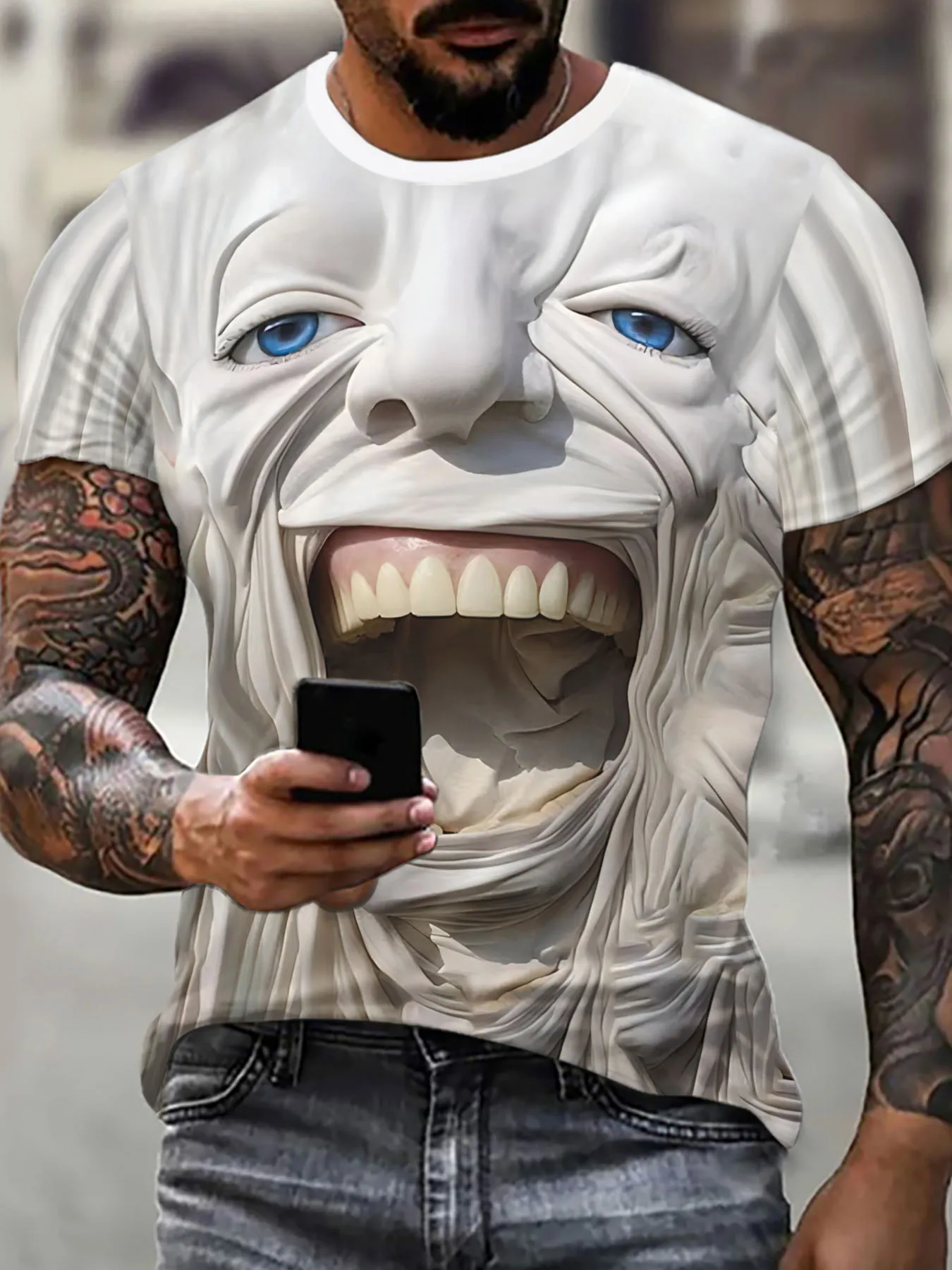 Men-s-Clothing-Giggle-Man-3D-Digital-Full-Pattern-T-Shirt-Summer-Street ...