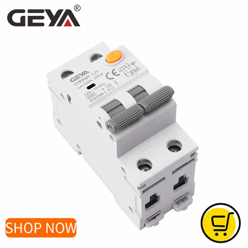 GEYA GYR9NM Type A RCBO 2P 4P Magnetic Residual Current Circuit Breaker ...
