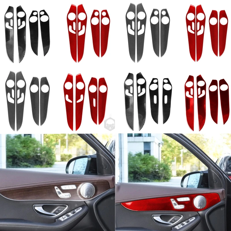 4Pcs-Soft-Carbon-Fiber-Interior-Door-Decoration-Panel-Cover-Trims-For ...