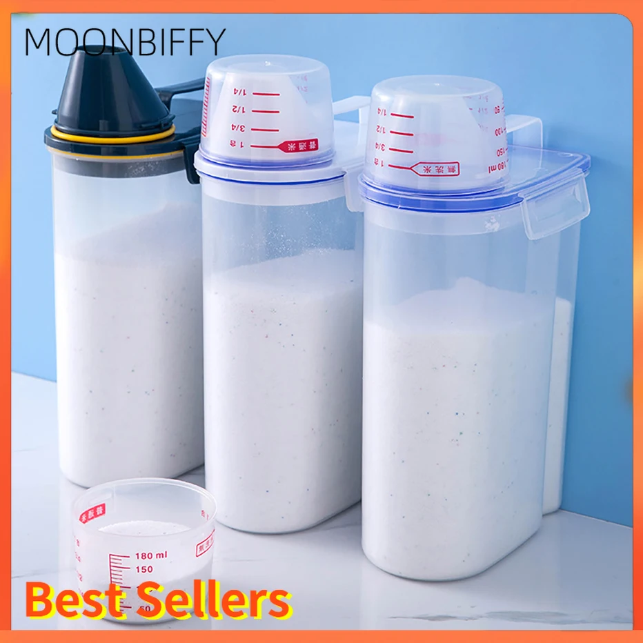 2KG toz saklama kutusu plastik mutfak pirinç taneleri konteyner banyo ...