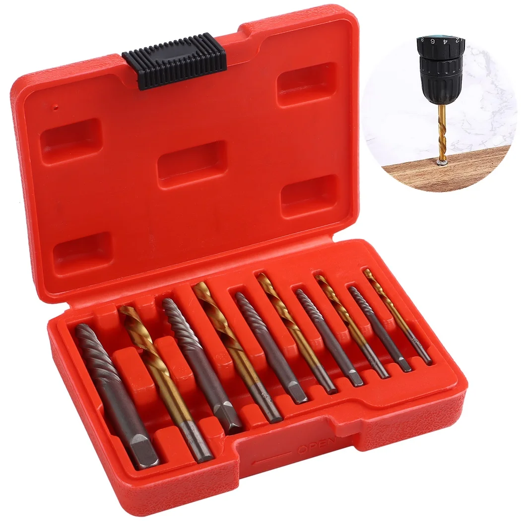 10Pcs-Screw-Extractor-Left-Hand-Drill-Bits-Set-Reverse-Drill-Bit ...