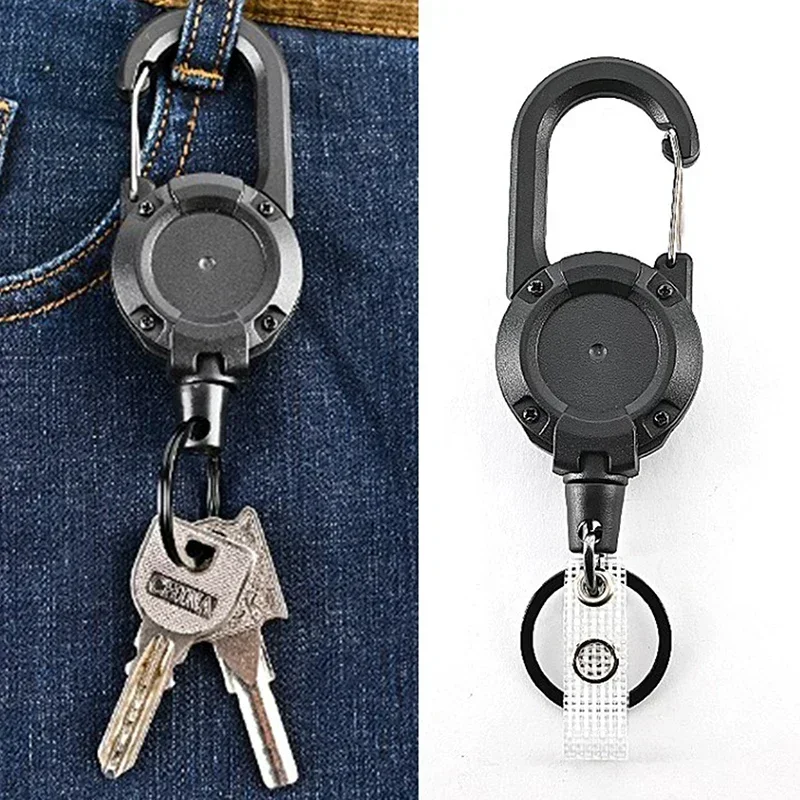 Retractable-Heavy-Duty-Pull-Reel-Carabiner-Key-Chains-Strong-Steel-Wire ...