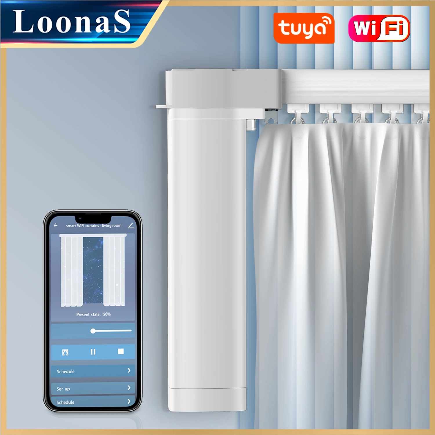 Loonas Tuya Wifi Smart Electric Curtain Opener Track Amazon Alexa ...