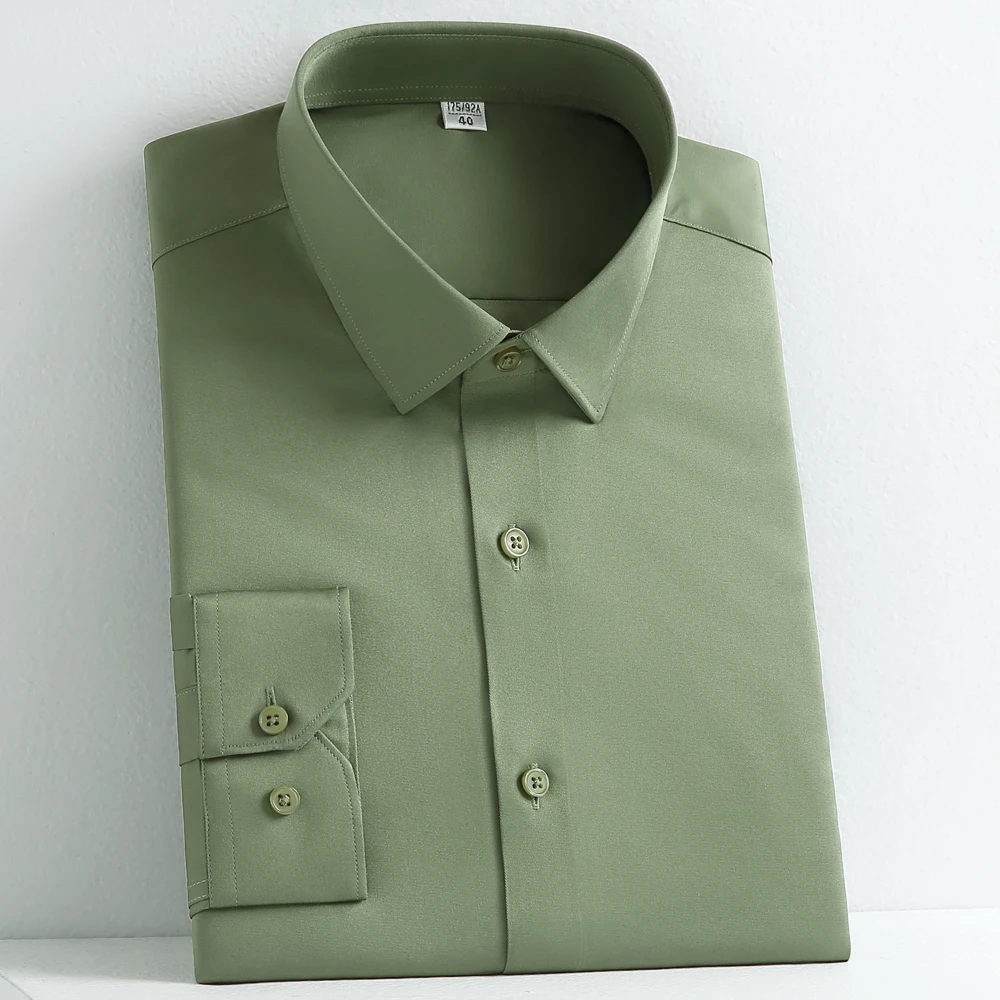 Men-s-Stretchy-Silky-Non-iron-Long-Sleeve-Dress-Shirt-Without-Pocket ...