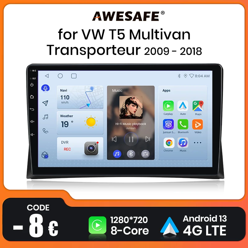 AWESAFE-PX9-Plus-Car-Radio-For-Volkswagen-Multivan-Transporteur-T5-2003-2015-wireless-CarPlay ...