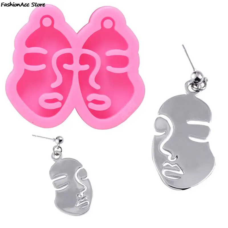 Abstract Face Shape Earring Mold Resin Silicone Diy Epoxy Mould Decor ...