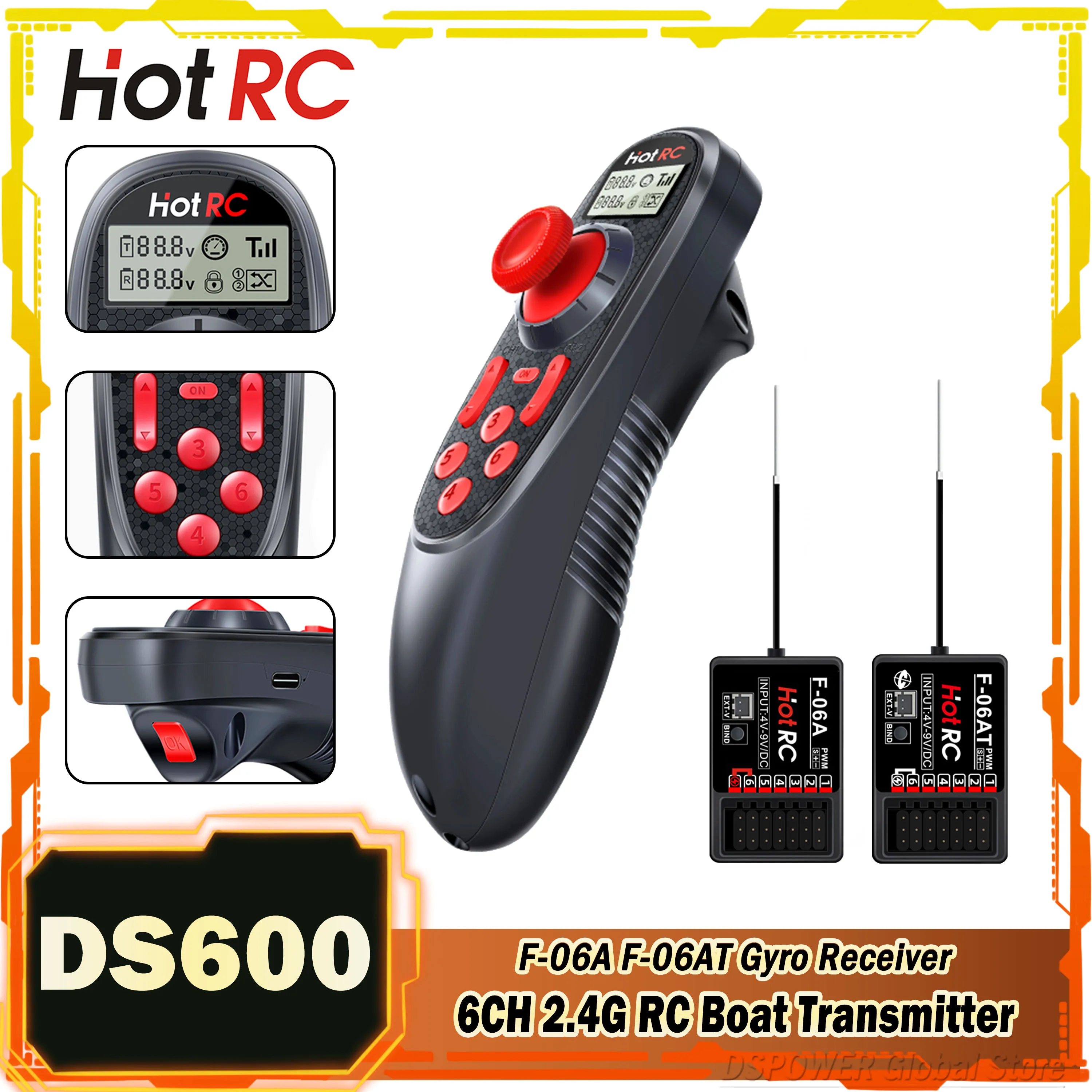 HOTRC-6CH-2-4G-RC-Car-Boat-Transmitter-DS-600-LCD-Remote-Controller-F ...