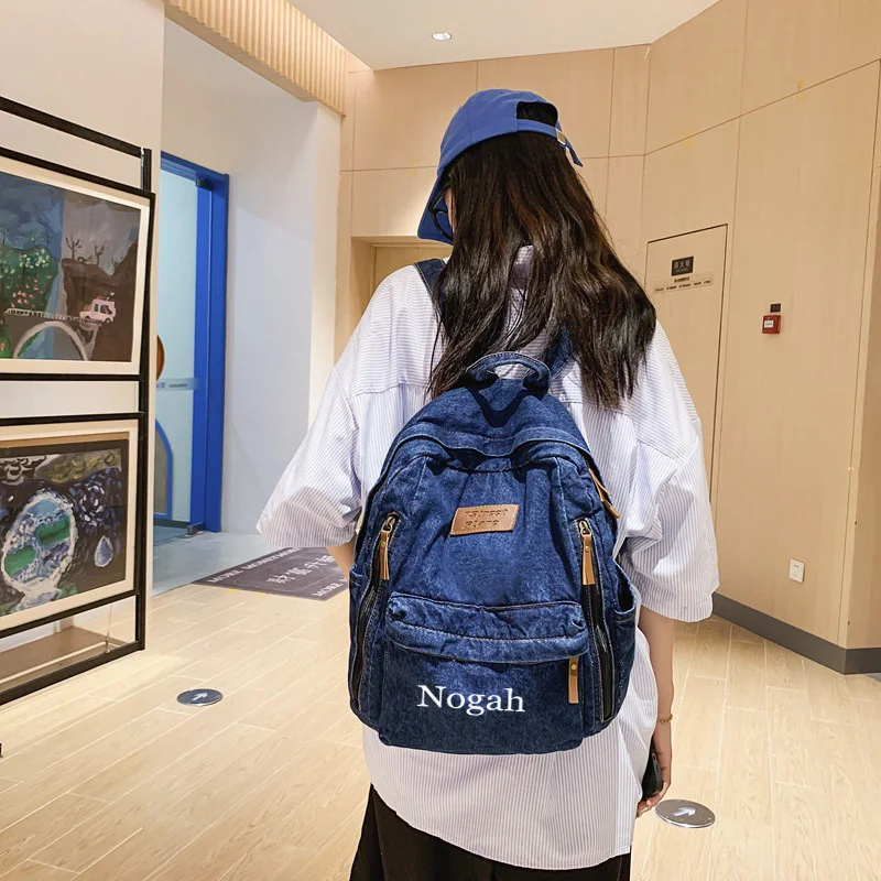 Personalized-Customization-Simple-And-Lazy-Style-Denim-Backpack-For ...