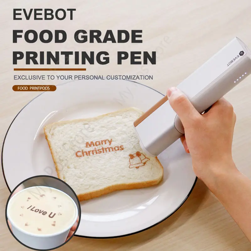 식품 프린터 Evebot 프린트 펜 휴대용 잉크젯 펜 인쇄 사용자 정의 Diy 휴대용 식용 프린터 케이크 마카롱 커피 프린터 잉크
