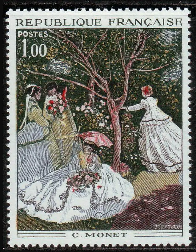 1Pcs/Set New France Post Stamp 1972 Monet's Garden Painting Postage ...