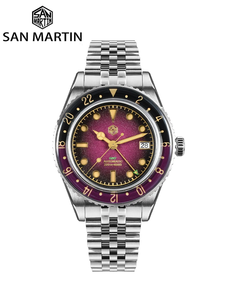 San Martin 2025 40mm NH34 GMT Retro Sandwich Dial Bidirectional ...