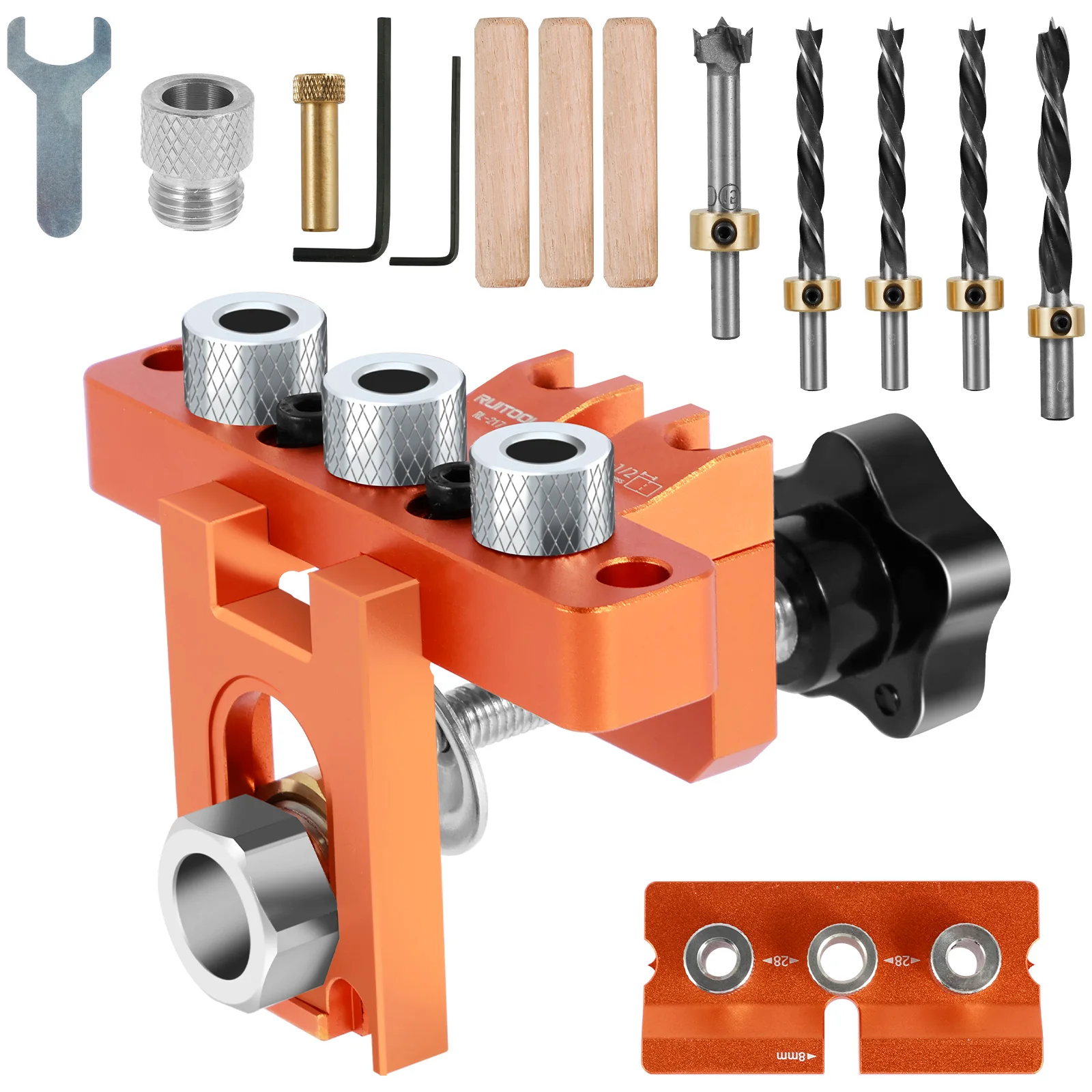 Woodworking-3-In-1-Doweling-Jig-Adjustable-Wood-Dowel-Punch-Locator-Aluminum-Cabinet-Hole-Drill ...