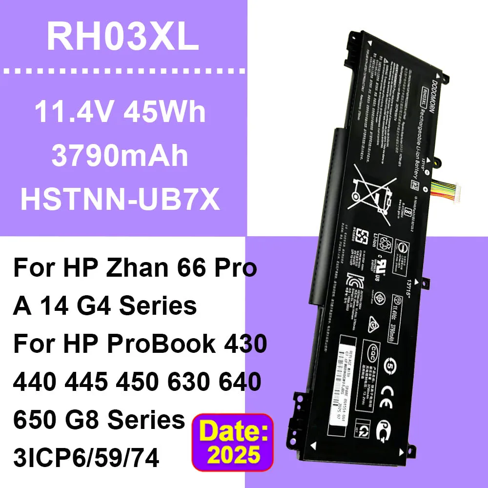 Battery For HP RH03XL ProBook 430 440 445 450 630 640 650 G8 for Zhan ...