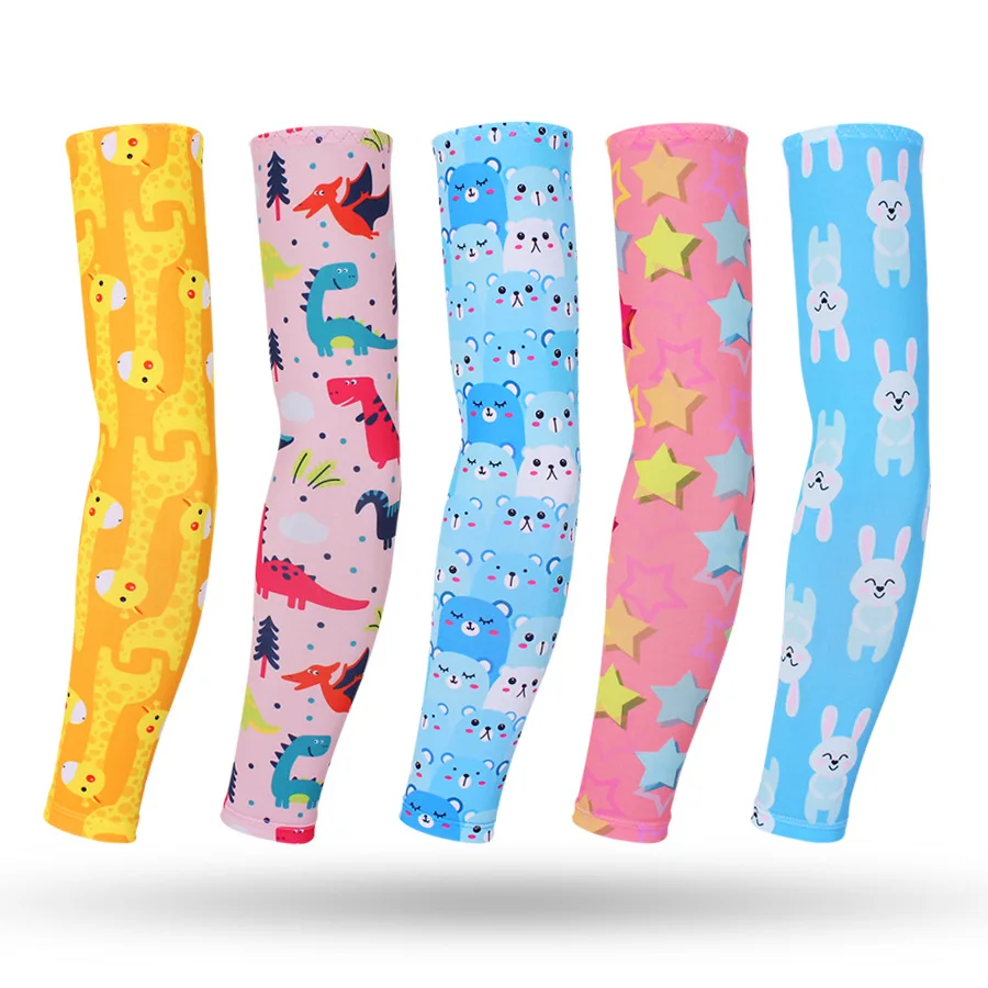 1Pair Elastic Cartoon Kids Cooling Arm Sleeves For Girls Boys Summer ...