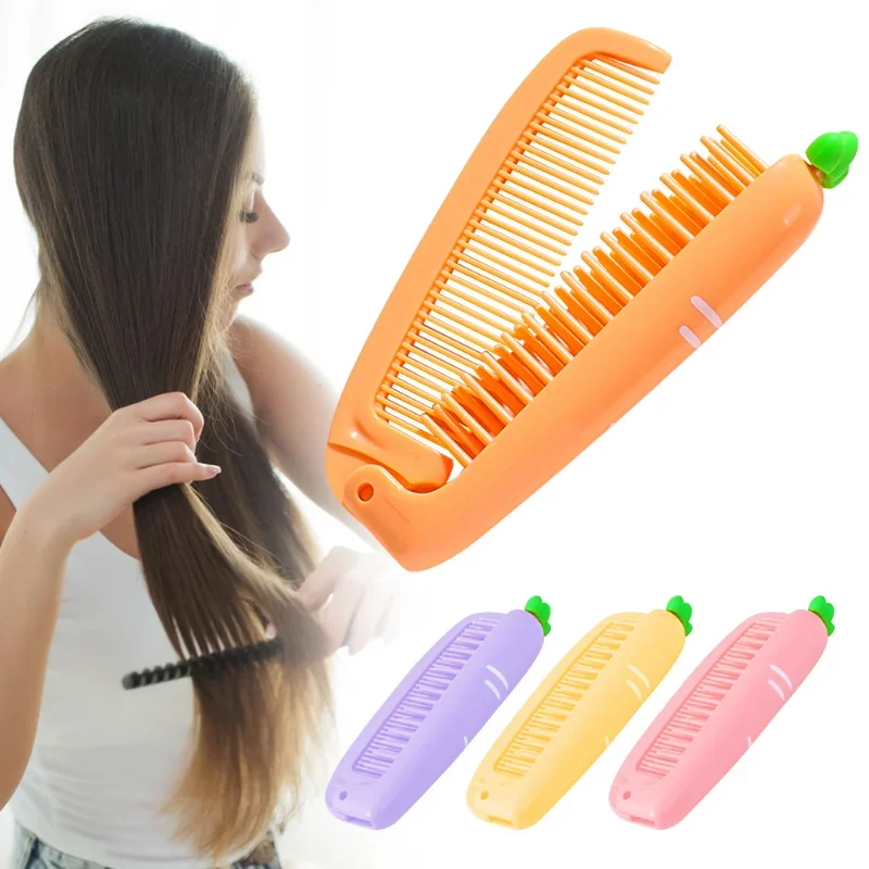 Portable Soft Tooth Comb for Children Hair Brushes Cute Cartoon Folding ...