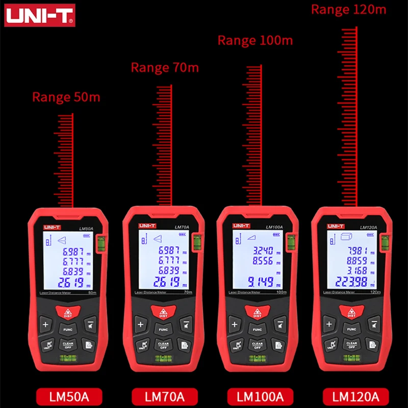 UNIT LM50A LM70A LM100A LM120A Laser Rangefinder Distance Meter Digital Range Finder Tape ...