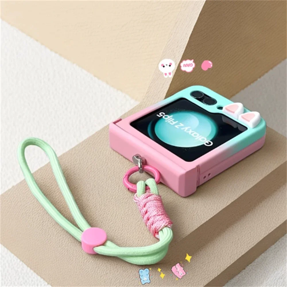 Korean-Cute-Rabbit-Ears-Gradient-Color-Phone-Case-For-Samsung-Galaxy-Z ...