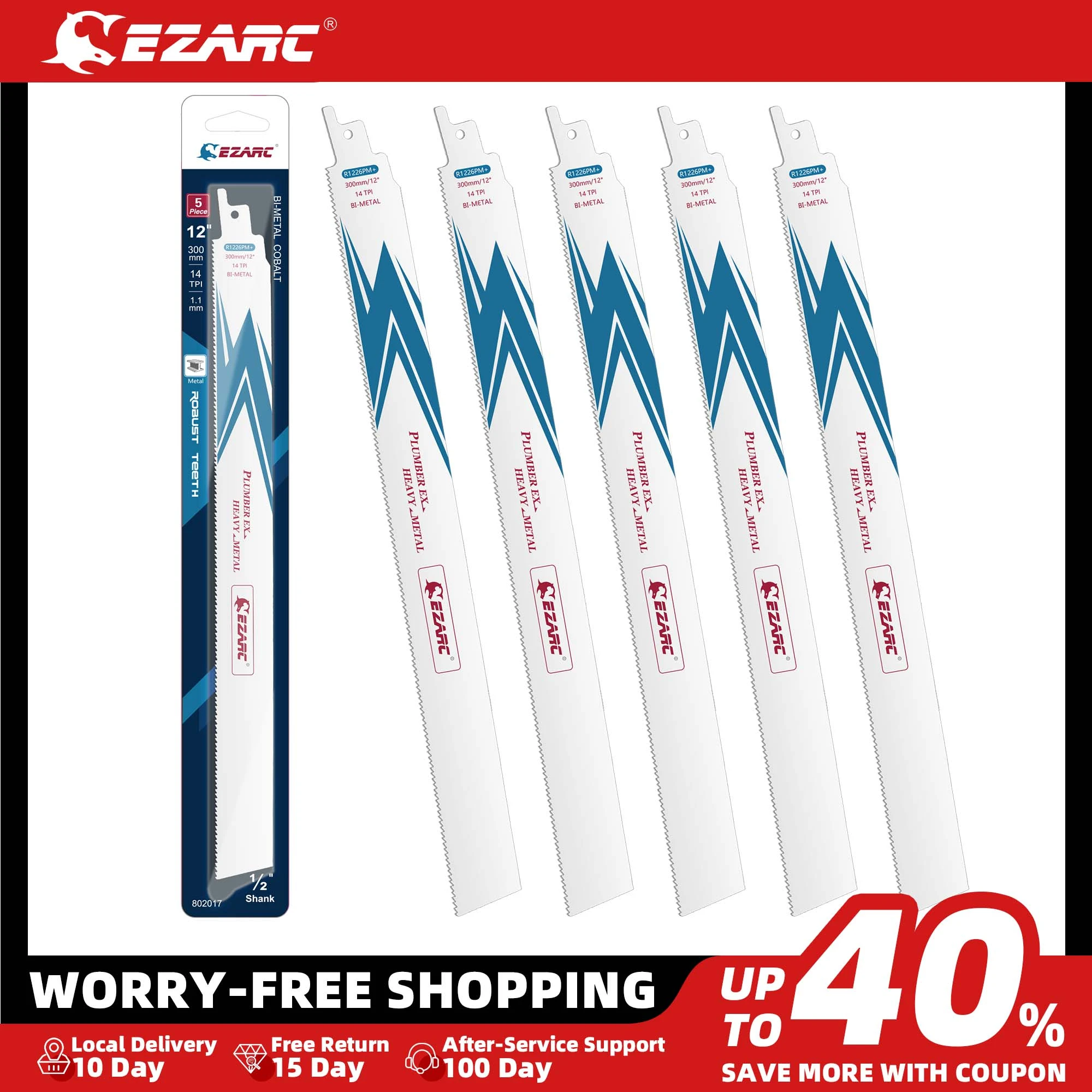 Ezarc Heavy Metal Cutter Reciprocating Sabre Saw Blade 14tpi Bi-metal ...