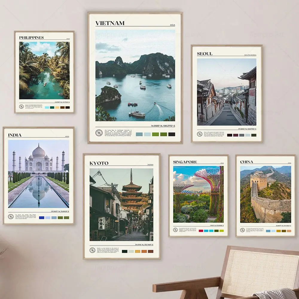 Asia-Travel-Canvas-Poster-Vietnam-Philippines-Japan-South-Korea-India ...