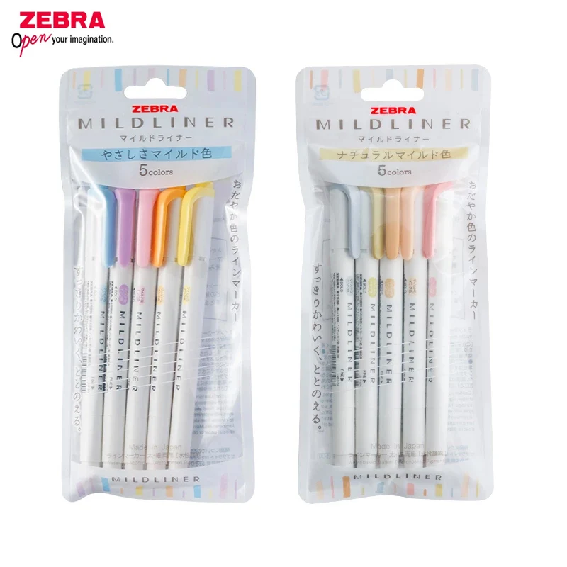 Japan ZEBRA Mildliner Highlighter Water-based Marker Pen WKT7 5 Colors ...