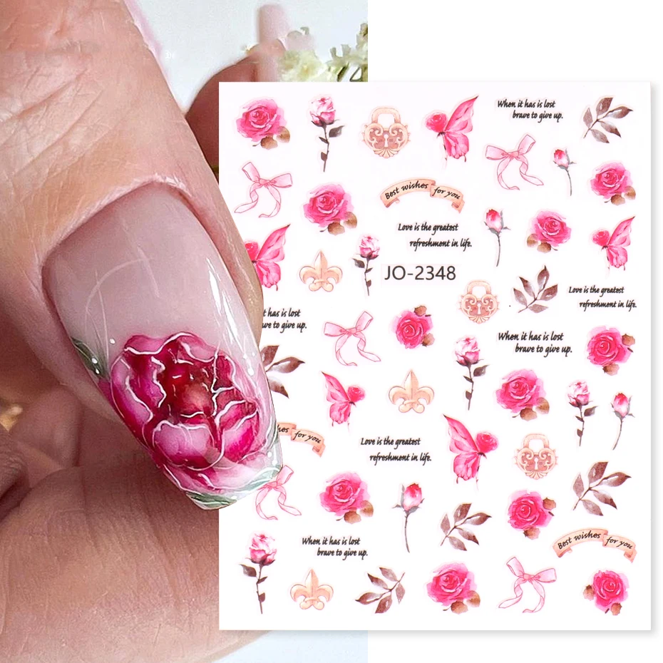 Spring-Series-Flowers-Nail-Manicure-Sticker-Rose-Floral-Leaves ...