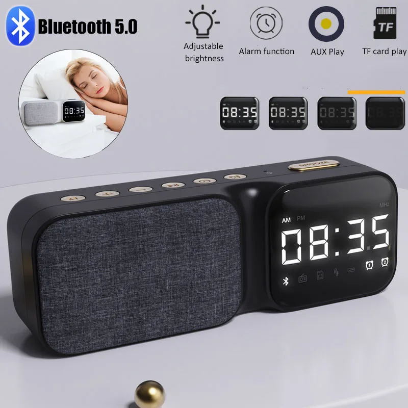 Portable Radio FM Radio Reciver Bluetooth Stereo Speaker Desktop Alarm ...