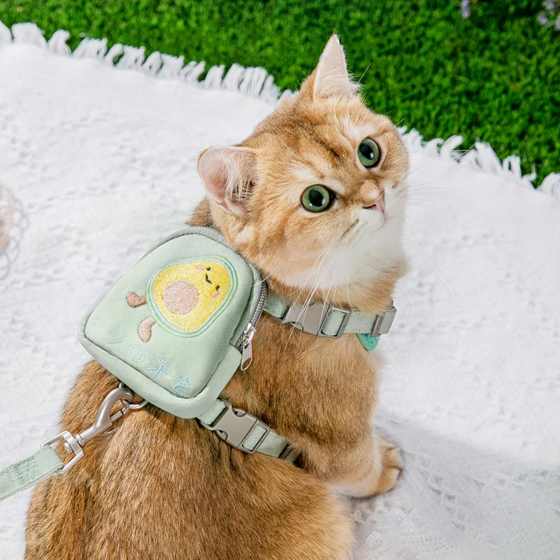 New-Cartoon-Cat-Harness-Cat-Vest-Leash-Breakaway-Cat-Collar-Cat ...