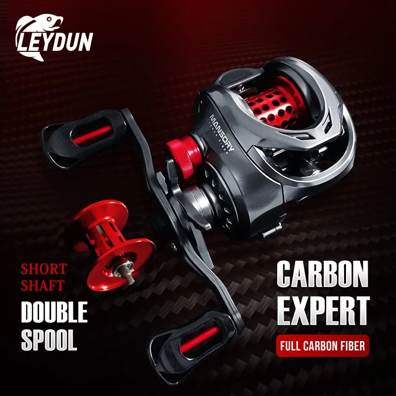 LEYDUN 146g Ultra Light Micro Fishing Reels 7.3:1 Double Spool All Carbon Baitcasting Reel Max ...