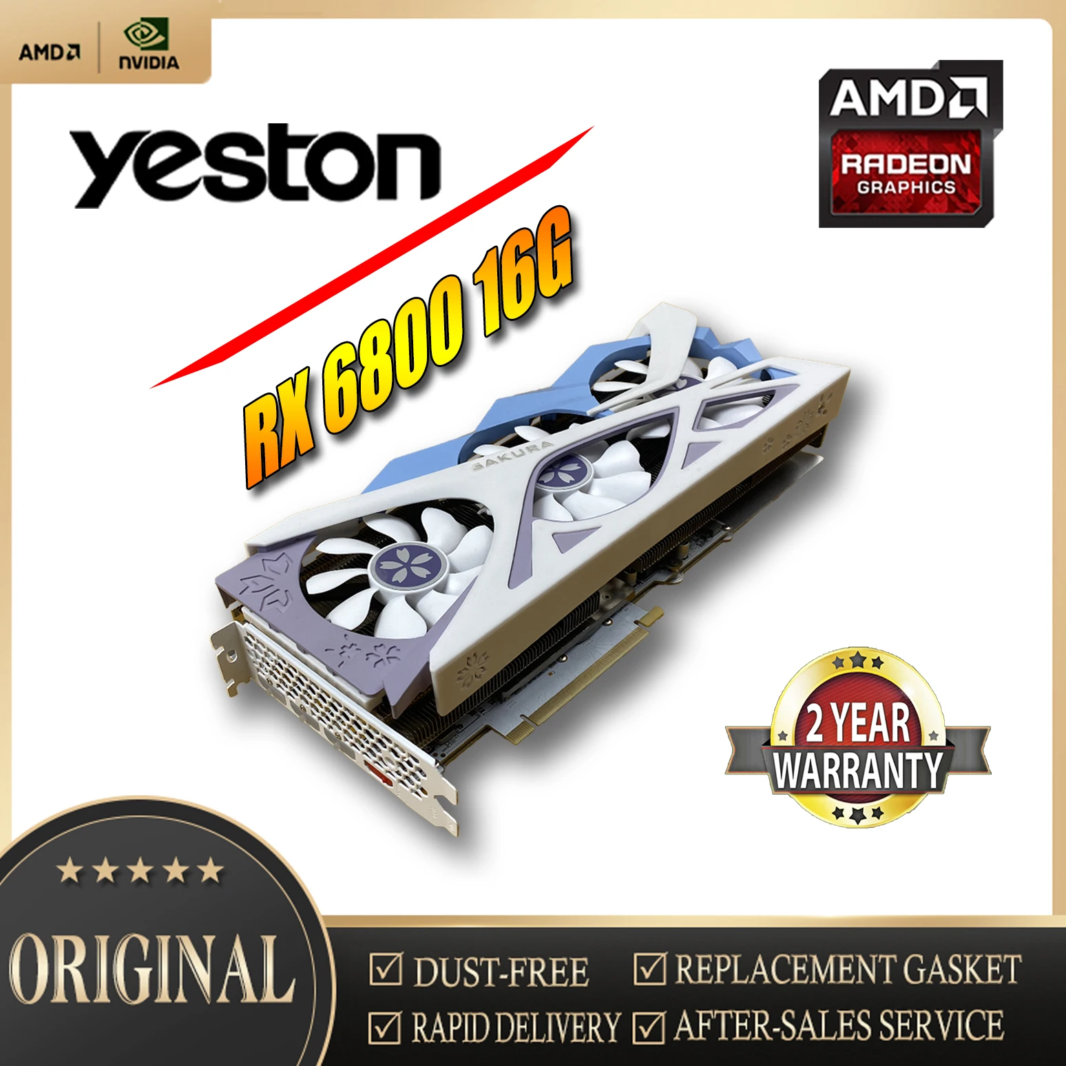 YESTON AMD Radeon RX6800 16G 256bit 7nm Placas Gráficas GPU Viedo Card ...