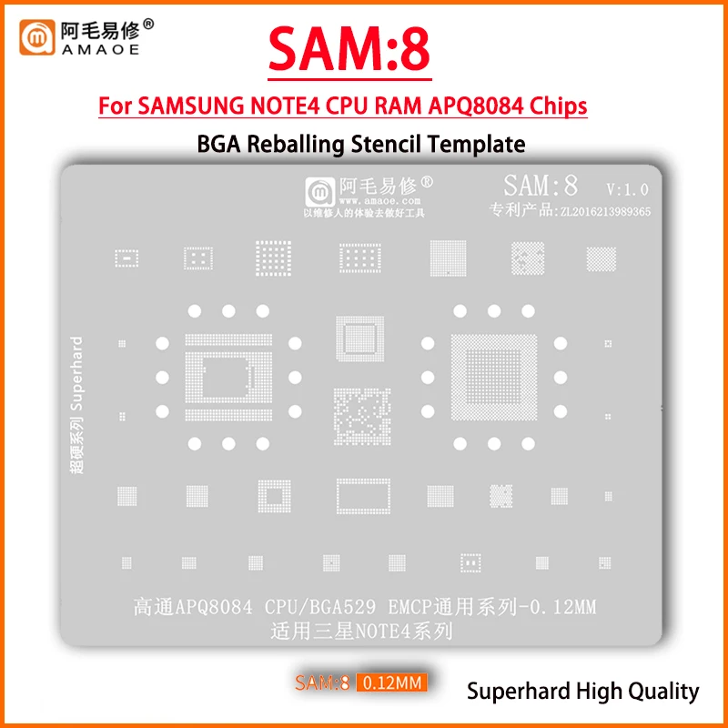Amaoe SAM8 BGA Stencil Reballing For SAMSUNG NOTE 4 APQ8084 CPU/BGA529 ...