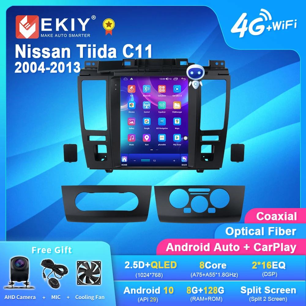 EKIY TT7 Android 10 Tesla Style Car Radio For Nissan Tiida C11 2004 ...