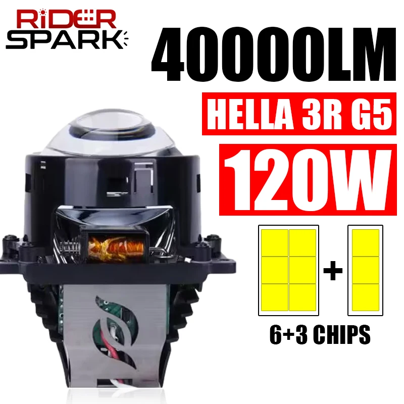 120W-40000LM-3-Bi-LED-Projector-Lenses-Hella-3R-G5-Laser-Led-Car ...