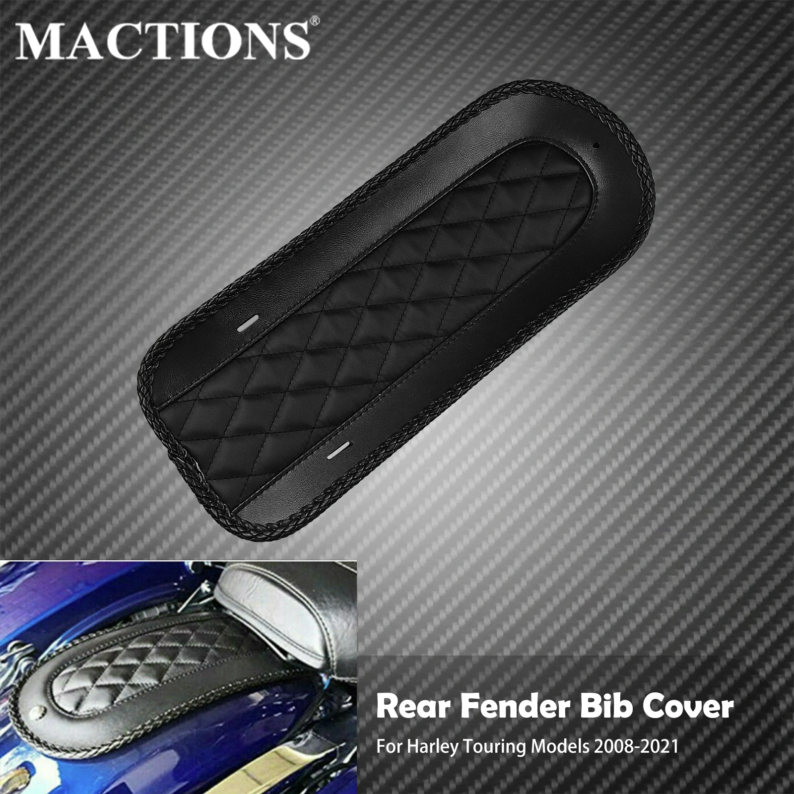 Motorcycle Black Leather Rear Fender Bib Solo Seat Cover For Harley ...