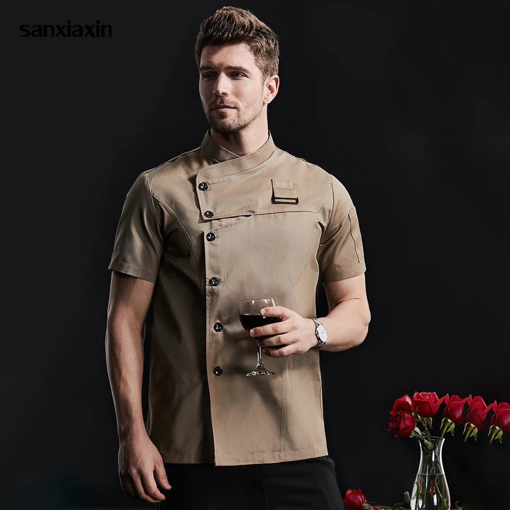 Kitchen Jacket Catering Uniform Short Sleeve Chef Clothes Hotel ...