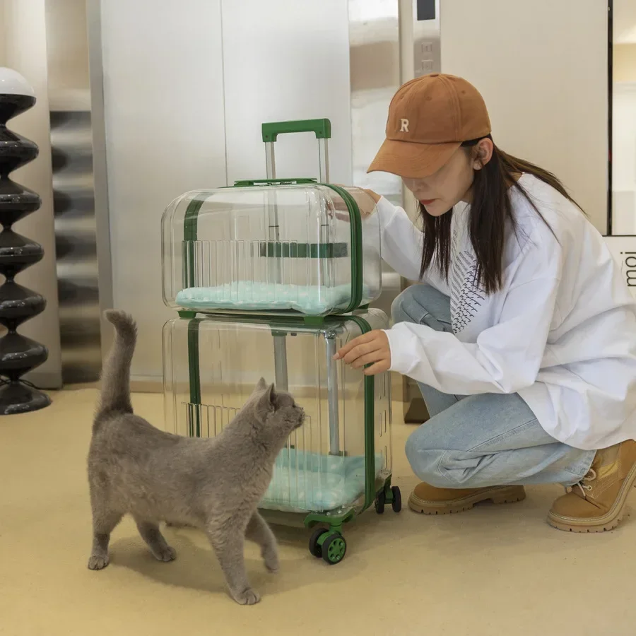 for Cat Transport Pet Carrier Pet Trolley Box Cat Carrier Bag ...