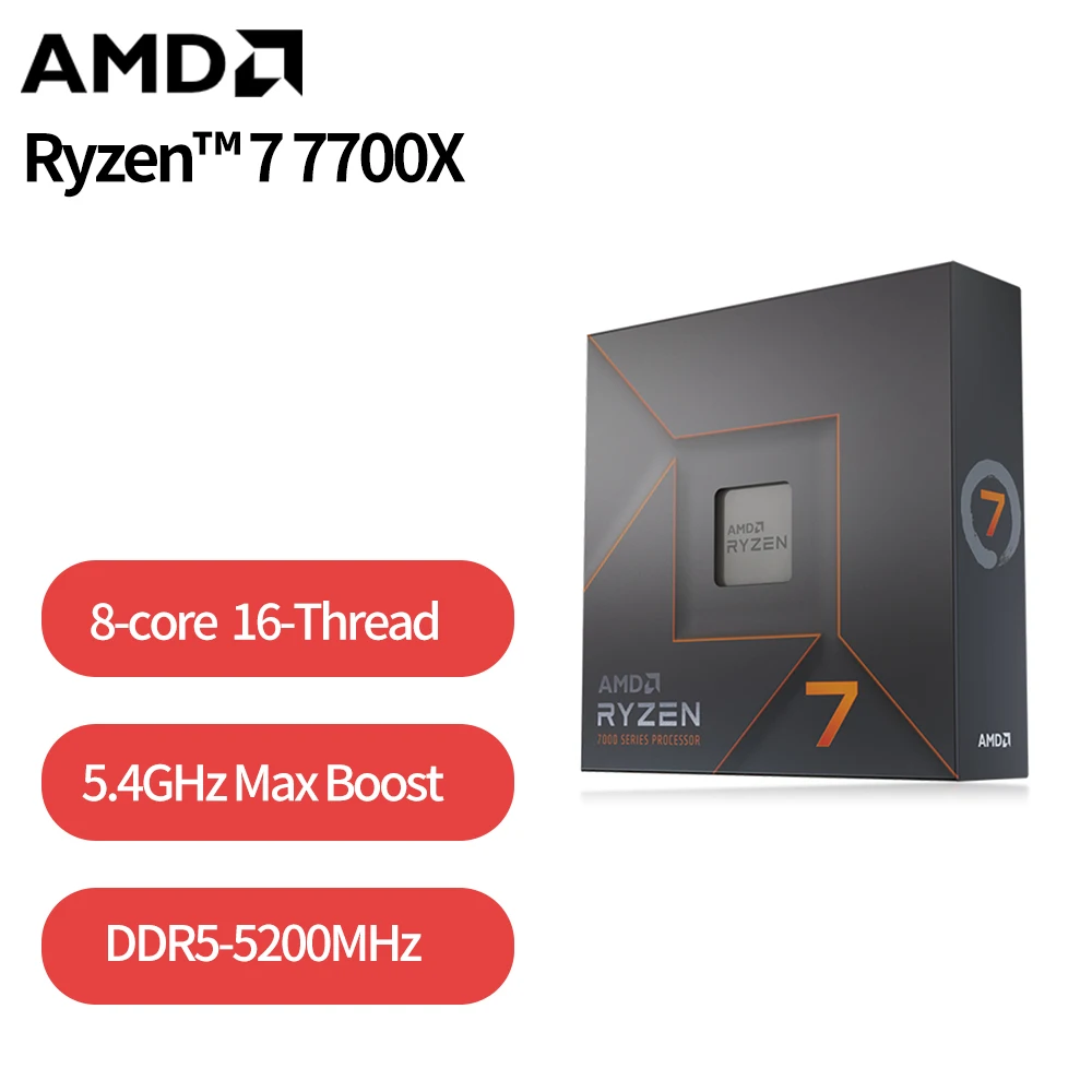 NEW AMD Ryzen 7 7700X R7 7700X 4.5 GHz 8-Core 16-Thread CPU Processor 5NM L3=32M 100-000000591 ...